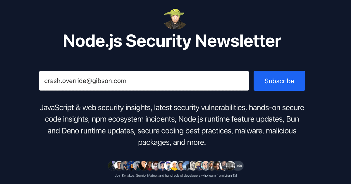 Nodejs Security Newsletter Nodejs Secure Coding Liran Tal